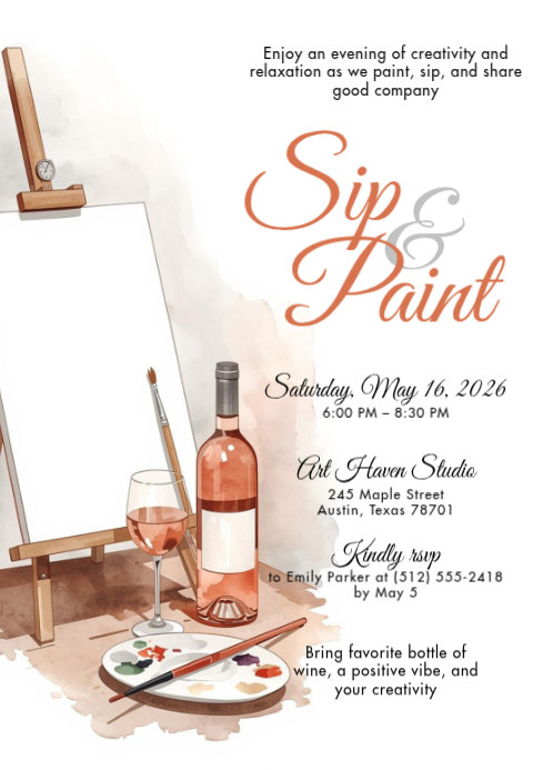 Paint And Sip Event Posters Template | PosterMyWall