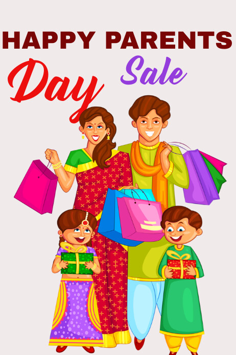 White Illustrative Parents Day Sale Poster, p Template | PosterMyWall