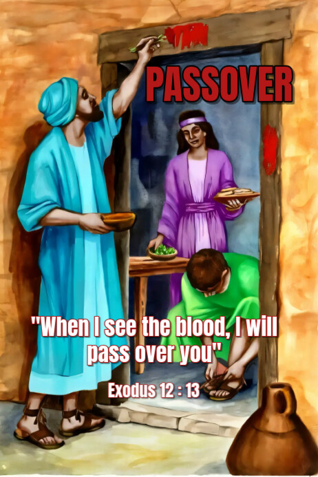 White Illustrative Passover Poster Template | PosterMyWall