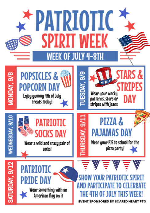 Copy of White Illustrative Patriotic Spirit Week A4 | PosterMyWall