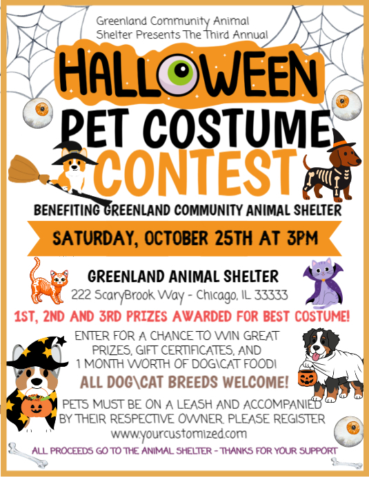 Copy of White Illustrative Pet Costume Contest Flyer (us Letter ...