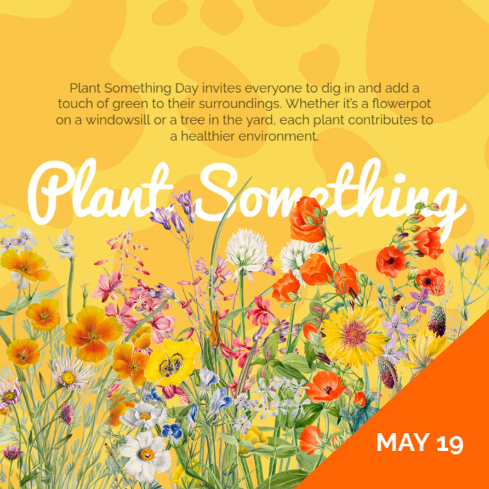 White Illustrative Plant Something Day Instagram Post Template ...