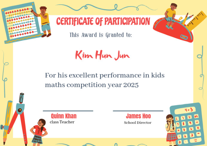 White Illustrative Playful Kids Math Competition Participation ...