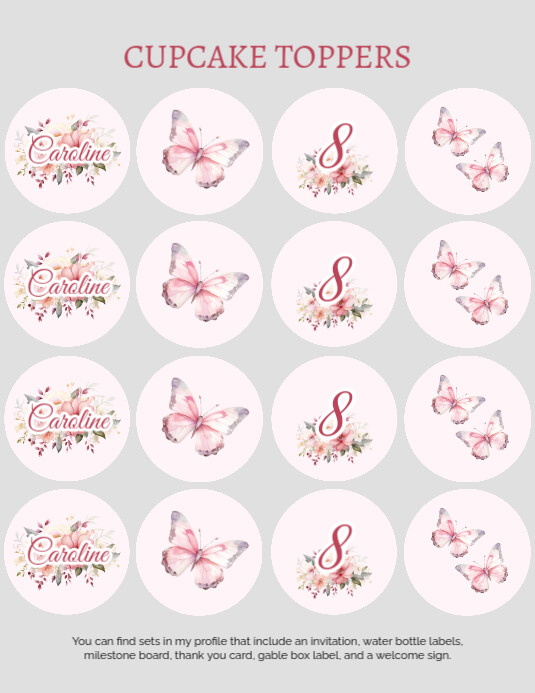 White Illustrative Princess Birthday Cupcake Topper Flyer (us Letter ...