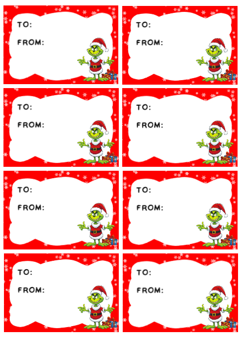 Copy of White Illustrative Printable Grinch Christmas Gift Labels A4 ...