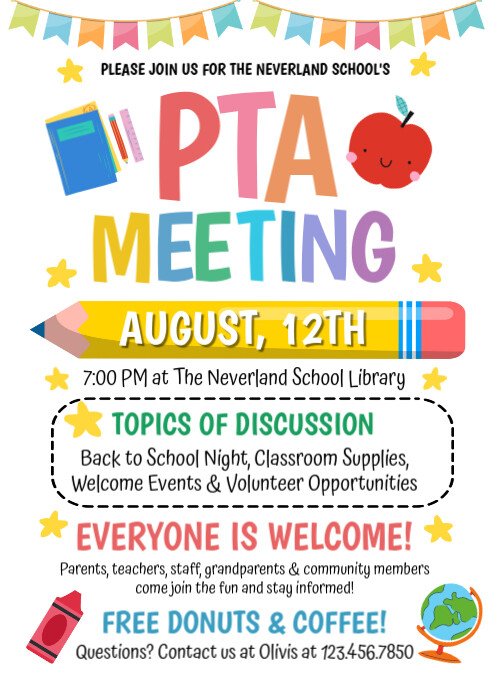 Copy of White Illustrative Pta Meeting A4 | PosterMyWall