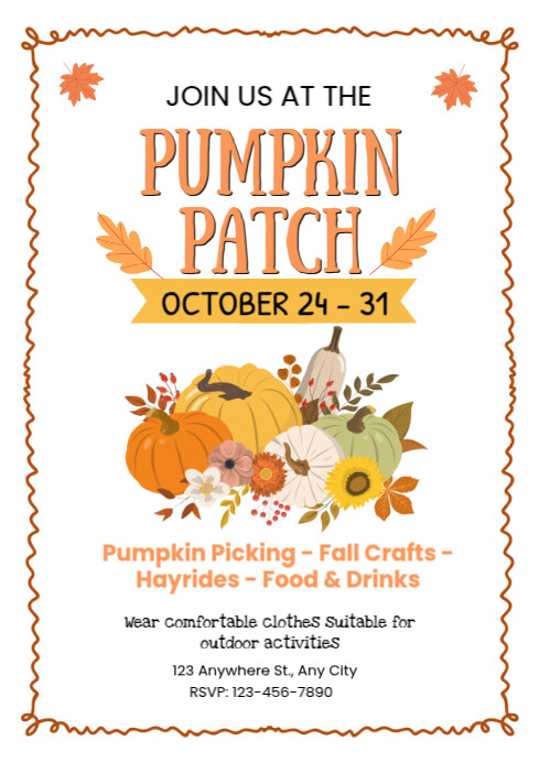 Copy of White Illustrative Pumpkin Patch A4 | PosterMyWall