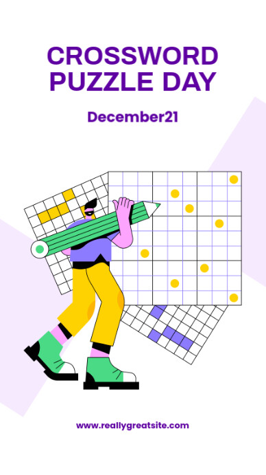Modèle White Illustrative Purple Modern Crossword Puzzle Day Greeting ...