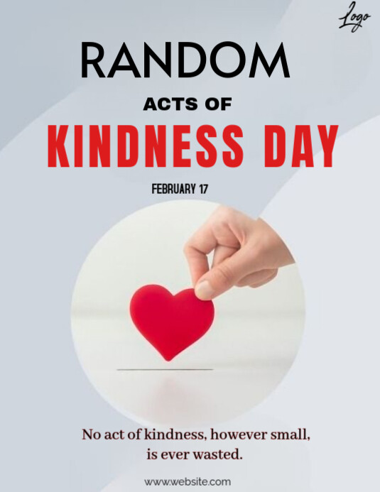White Illustrative Random Acts Of Kindness Day Flyer (us Letter ...