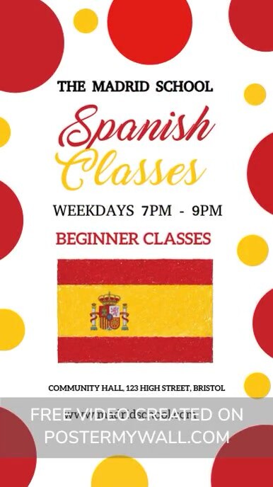 White Illustrative Red And Yellow Spanish Cla Template | PosterMyWall