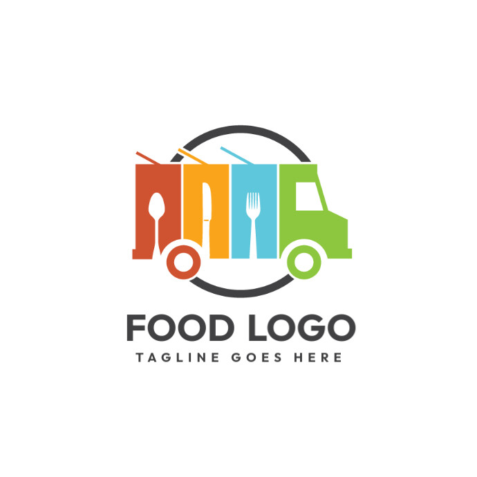 White Illustrative Restaurant Delivery Logo Template | PosterMyWall