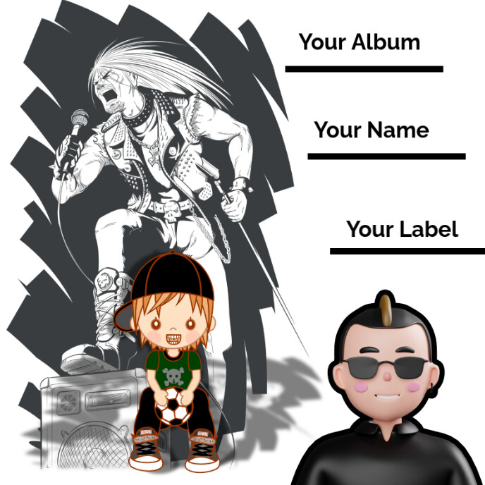 White Illustrative Rock Music Album Cover Design Of Three Singers In ...