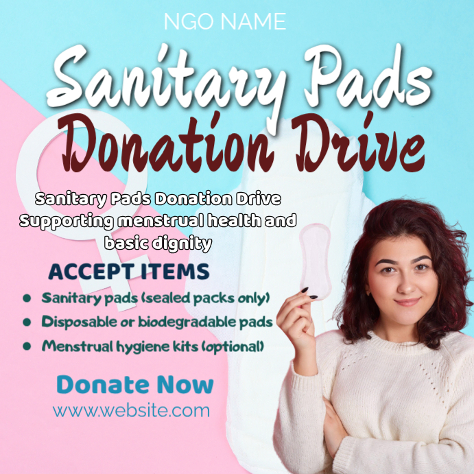White Illustrative Sanitary Pads Donation Instagram Post Template ...