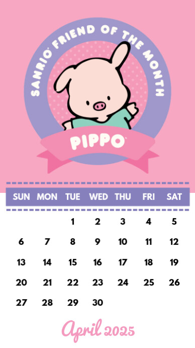 Plantilla de White Illustrative Sanrio Pippo Calendar April 2025 ...