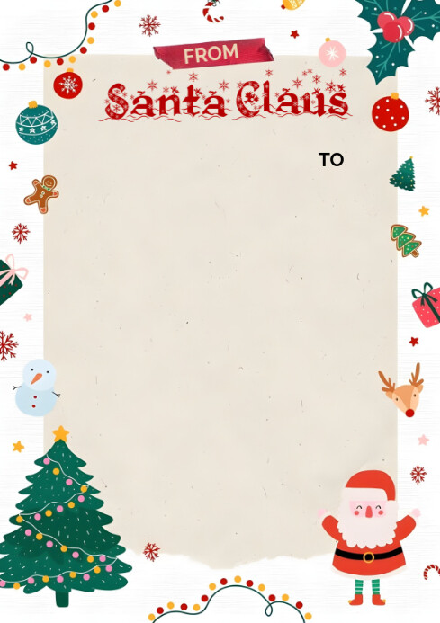 Copy of White Illustrative Santa Letter A4 | PosterMyWall