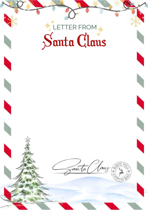 White Illustrative Santa Letter Template A4 | PosterMyWall