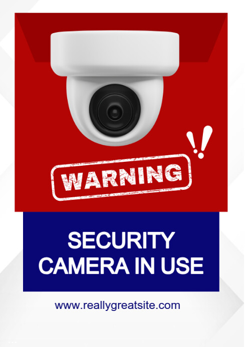White Illustrative Security Camera In Use A4 Template | PosterMyWall