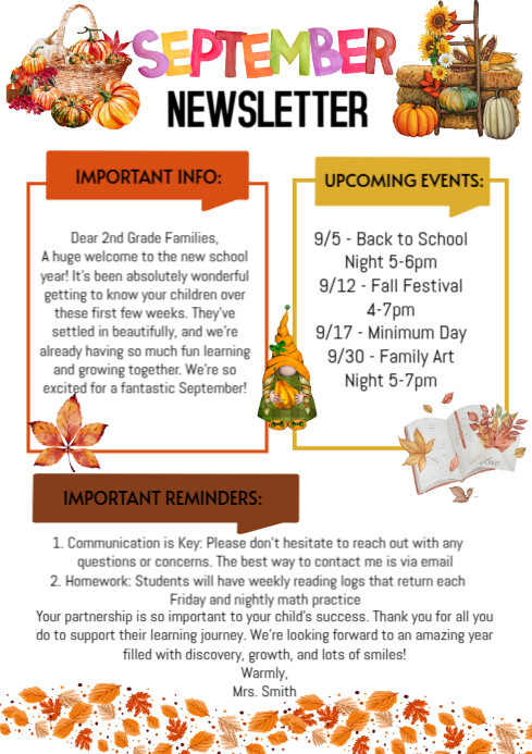 Copy of White Illustrative September Classroom Newsletter A4 | PosterMyWall