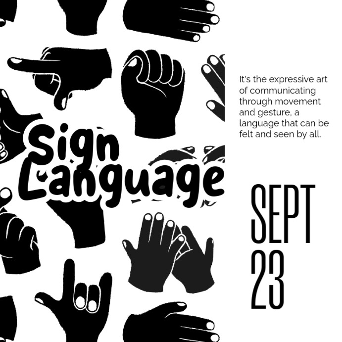 Plantilla de White Illustrative Sign Language Instagram Po | PosterMyWall