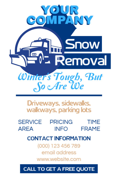 White Illustrative Snow Removal Services Poster Template | PosterMyWall