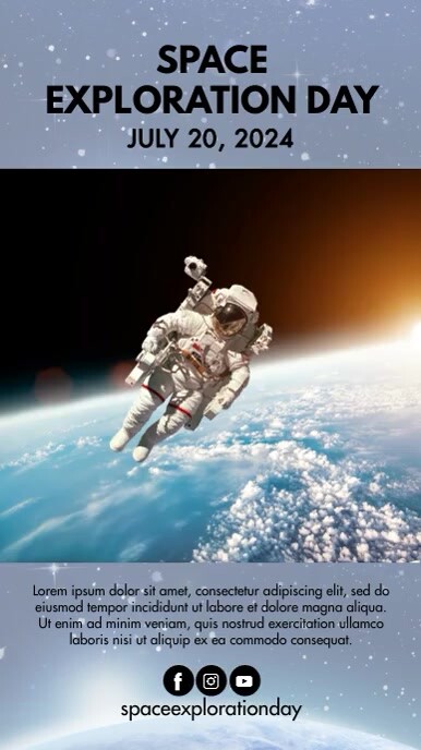 Plantilla de White Illustrative Space Exploration Day Inst | PosterMyWall