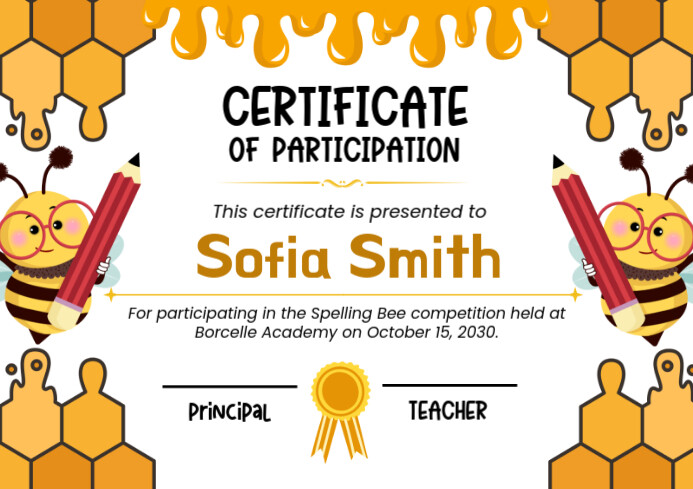 Spelling Bee Certificate Template Award Certificate – Good Spelling