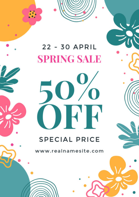 White Illustrative Spring Sale A4 Template | PosterMyWall