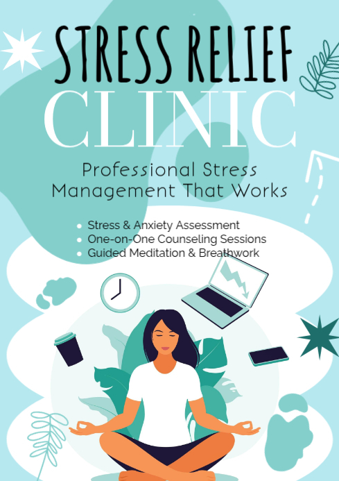 White Illustrative Stress Relief Clinic A1 Template | PosterMyWall