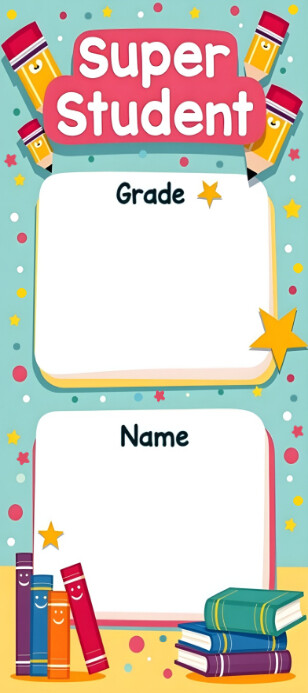 White Illustrative Super Student Bookmark Rack Card Template | PosterMyWall