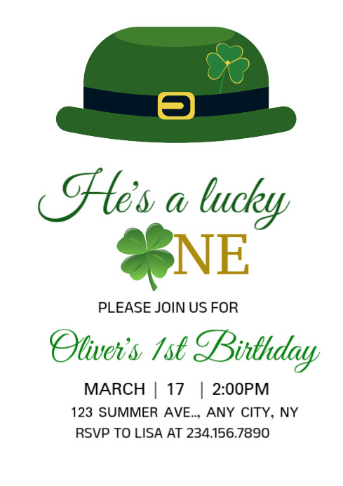 Plantilla de White Illustrative Sweet Lucky One First Birthday ...