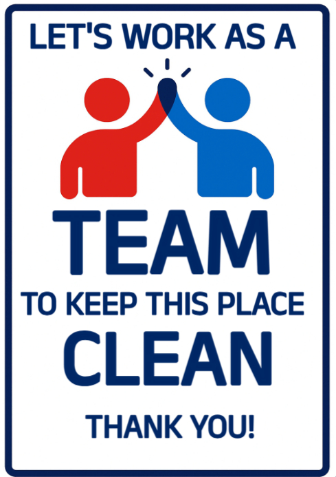 Copia de White Illustrative Teamwork Cleanliness Poster - Let's Keep ...