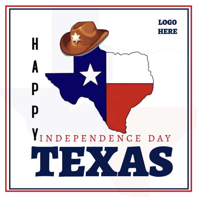 White Illustrative Texas Independence Day Instagram Post Template ...