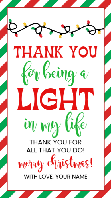 White Illustrative Thank You For Being A Light In My Life, Merry ...