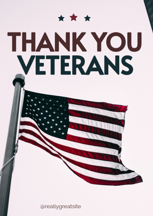 White Illustrative Thank You Veterans A4 Template | PosterMyWall