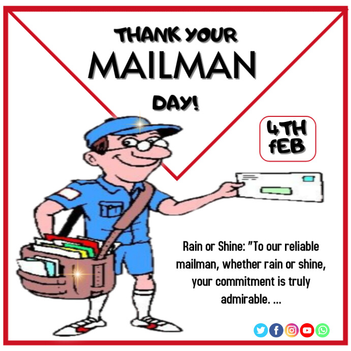 Copy of White Illustrative Thank Your Mailman Day Instagram Post ...