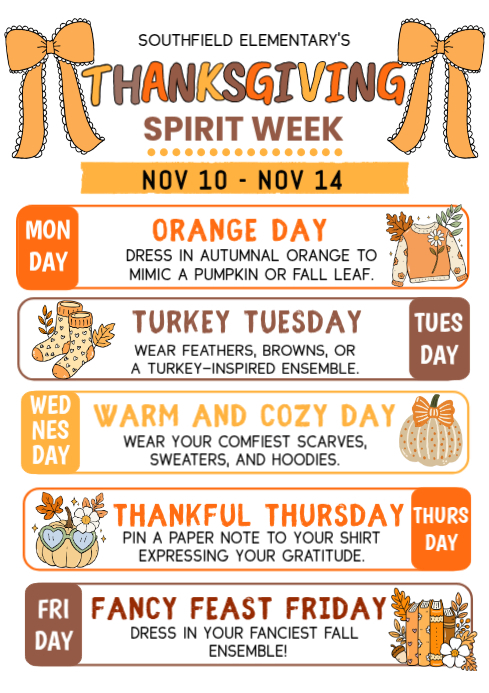 White Illustrative Thanksgiving Spirit Week Flyer A4 Template ...