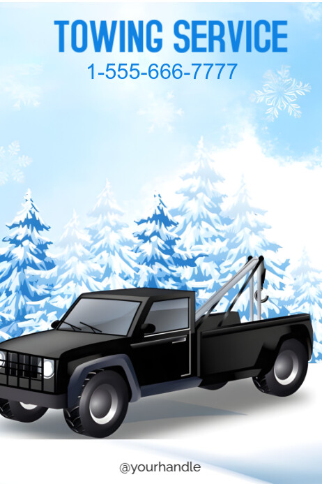 White Illustrative Towing Service Poster Template | PosterMyWall