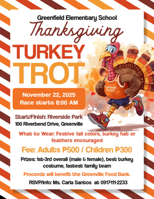Copy of White Illustrative Turkey Trot Flyer Flyer (us Letter ...