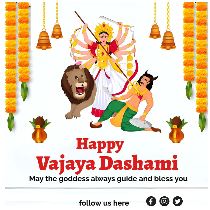 White Illustrative Vajaya Dashami Instagram Post Template | PosterMyWall
