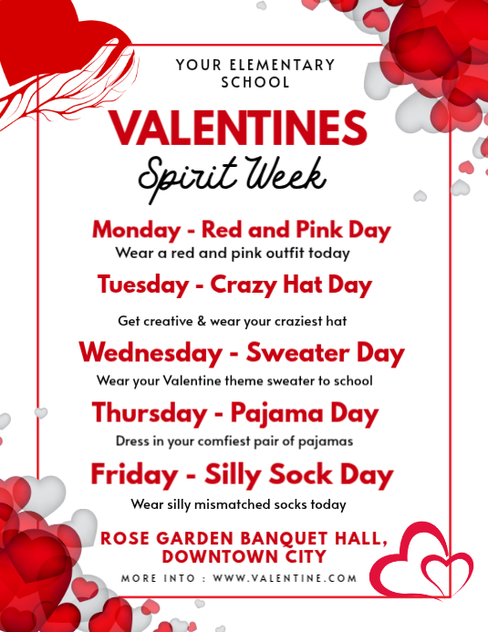 White Illustrative Valentine Schedule Flyer Flyer (us Letter) Template ...