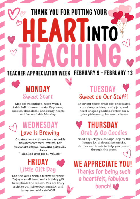 Copy of White Illustrative Valentine Teacher Appreciation Week Flyer A4 ...