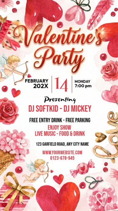 Cópia de White Illustrative Valentines Party Instagram Story | PosterMyWall