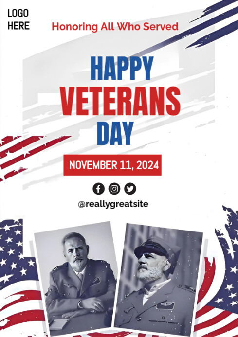 Modèle White Illustrative Veterans Day Flyer A4 | PosterMyWall