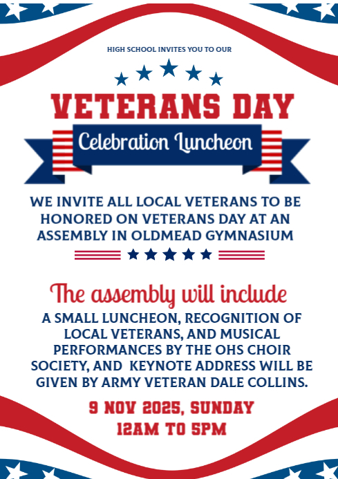 White Illustrative Veterans Day Lunch invite A4 Templat | PosterMyWall
