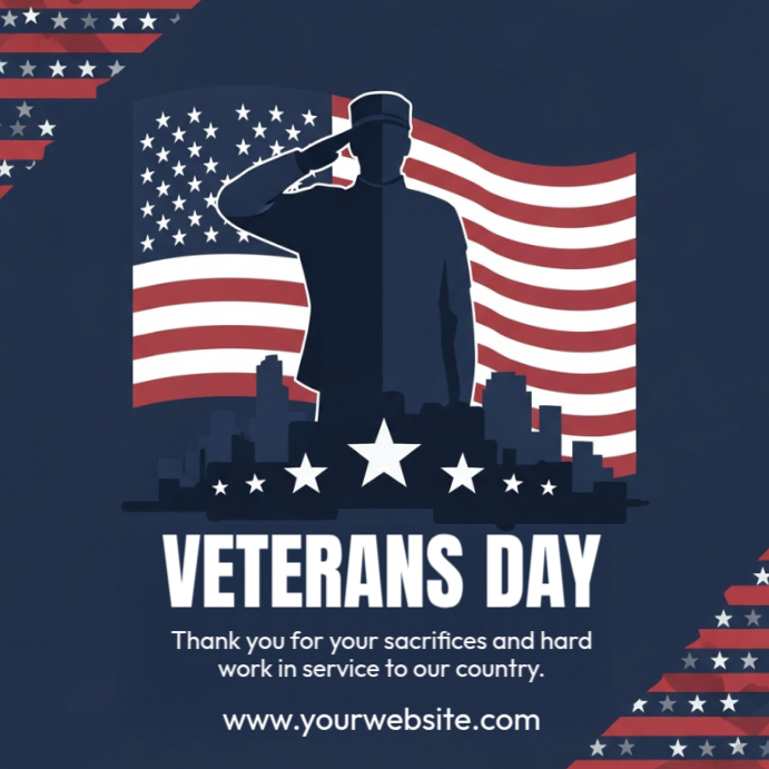 White Illustrative Veterans Day Square (1:1) Template | PosterMyWall