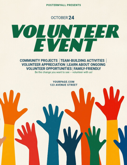 Copy of White Illustrative Volunteer Event Flyer (us | PosterMyWall