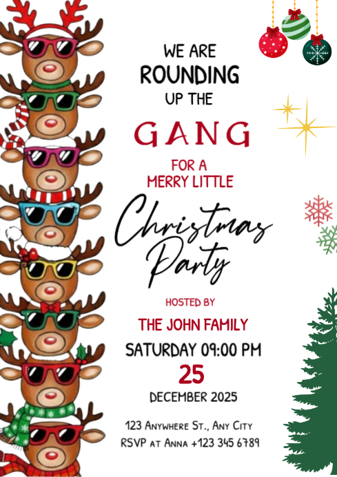 White Illustrative We're Rounding Up The Gang Christmas Party ...