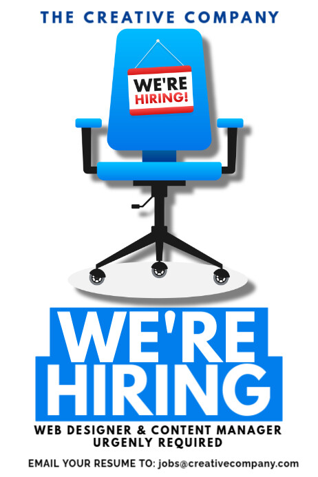 White Illustrative We Are Hiring Poster Template | PosterMyWall