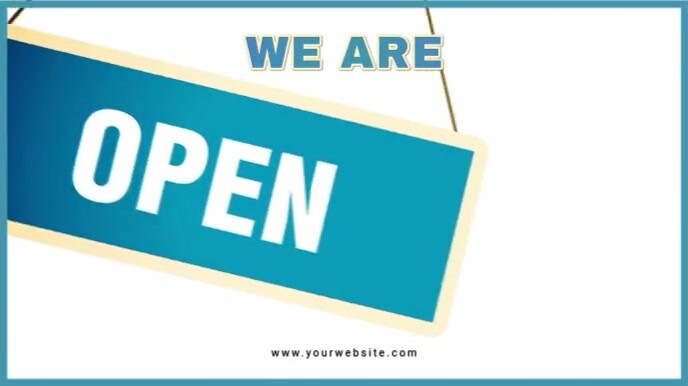 White Illustrative We Are Open Presentation (16:9) Template | PosterMyWall