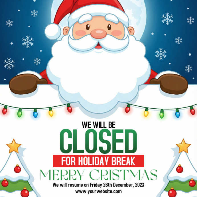 White Illustrative We Will Be Closed On Christmas Instagram Post ...
